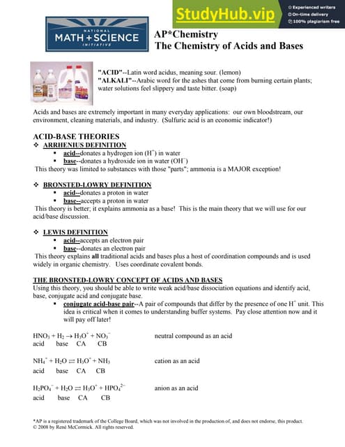 Strong weak acids and bases | PDF | Chemistry | Science