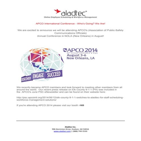 Apco International Conference - Who is Attending? We Are! | PDF