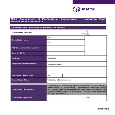 APC Submission RICS Valuation Pathway PDF | PDF