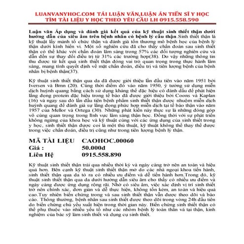 Ap dung va danh gia ket qua cua ky thuat sinh thiet than duoi huong dan cua sieu am | DOCX