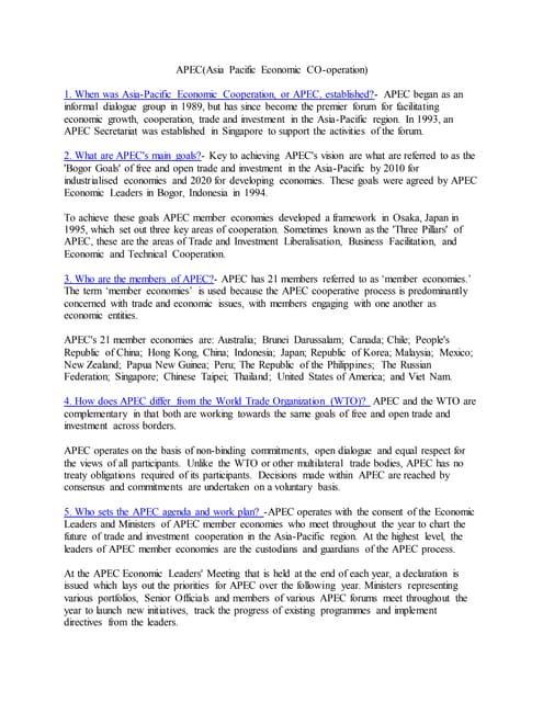 Asia Pacific Economic Cooperation (APEC) | PPT