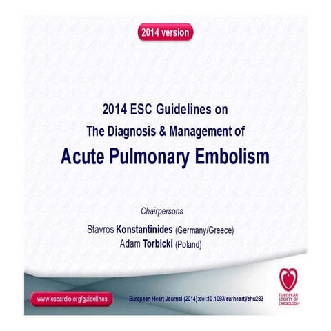 Acute Pulmonary Embolism Guidelines 2014 | PPT