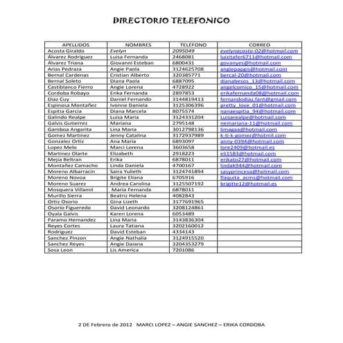 Directorio telefonico | DOCX