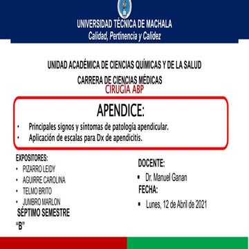 Signos clínicos en apendicitis aguda | PDF