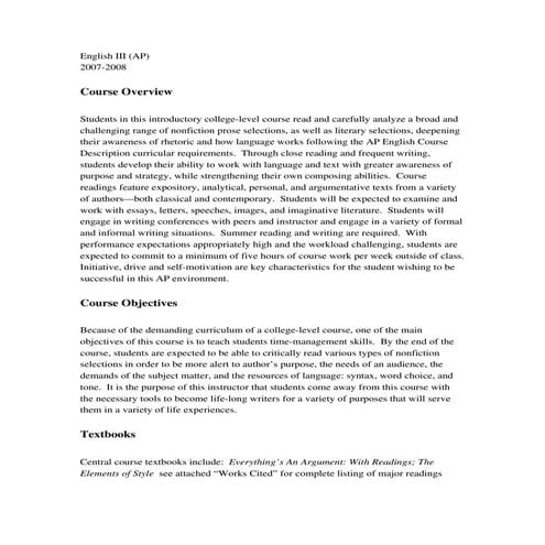Welcome to English III AP | PPTX