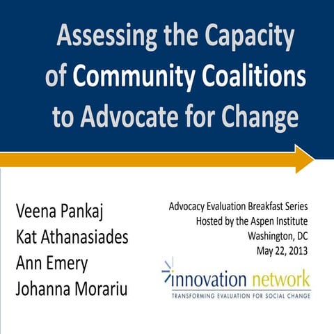 Assessing the Capacity of Community Coalitions to Advocate for Change ...