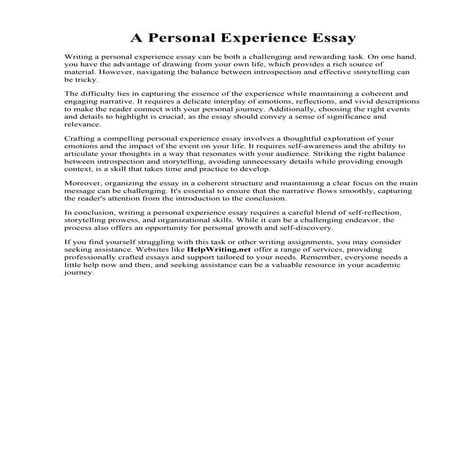 A Personal Experience Essay. How to write about personal experiences in ...