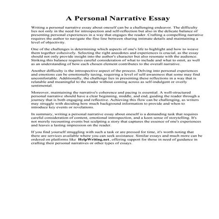 A Personal Narrative Essay | PDF