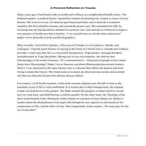A personal reflection on trauma | PDF