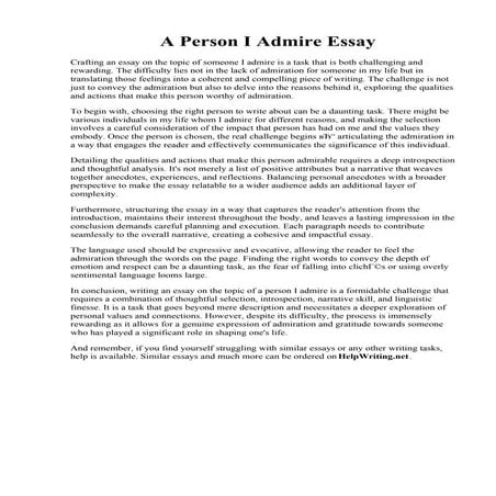 A Person I Admire Essay | PDF