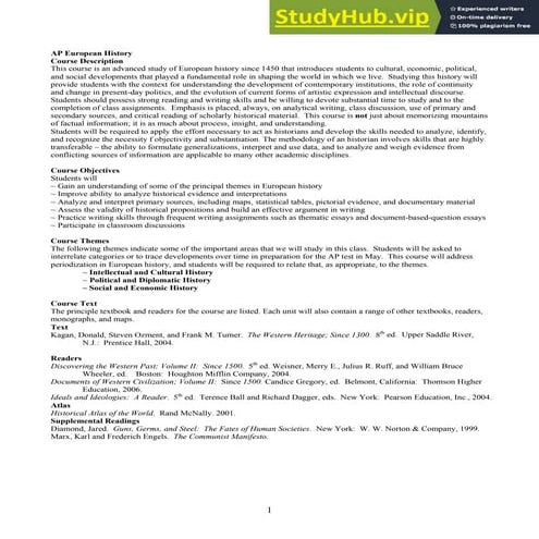 AP European History Course Description | PDF