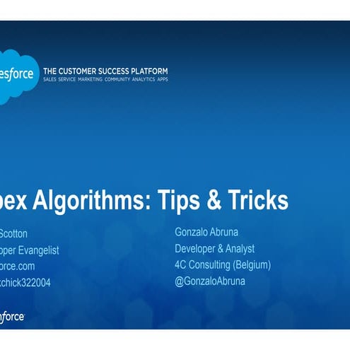 Apex Algorithms: Tips and Tricks (Dreamforce 2014) | PPT