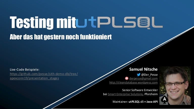 Apex Meetup Dresden 0919 Testing Mit Utplsql V3