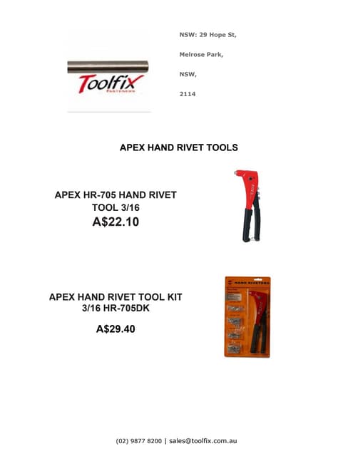 Apex pneumatic rivet tool 14 capacity a580 | PDF