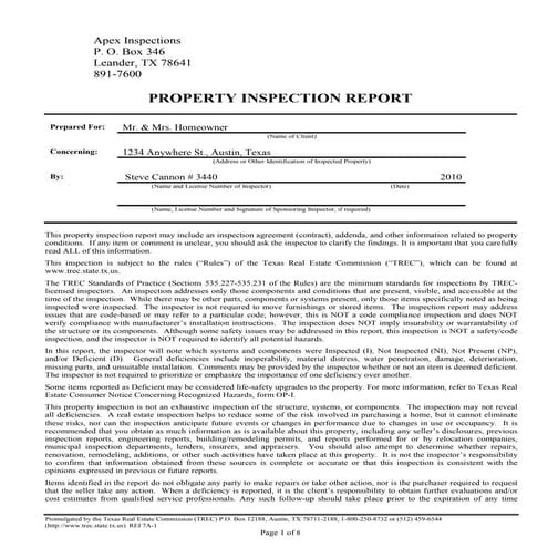 Atlanta Sample Home Inspection Report | PDF