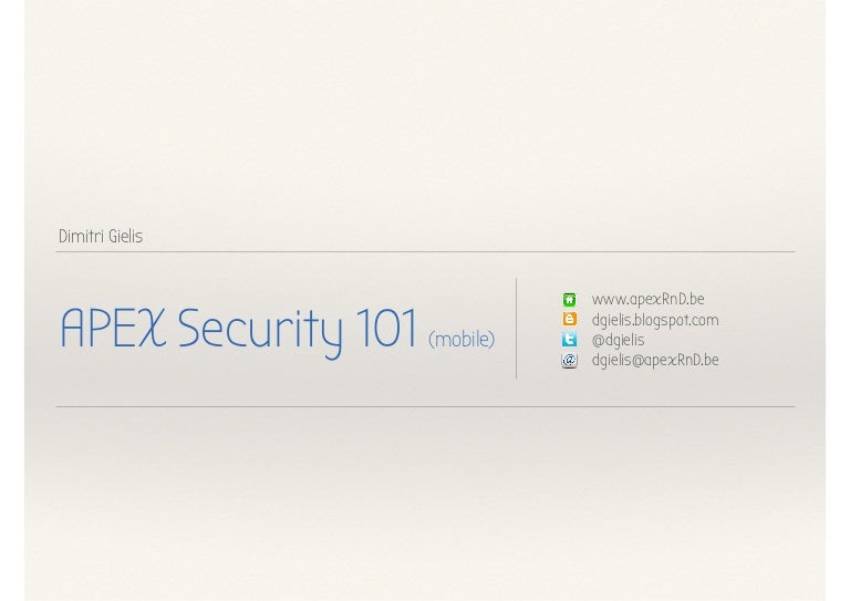APEX Security 101