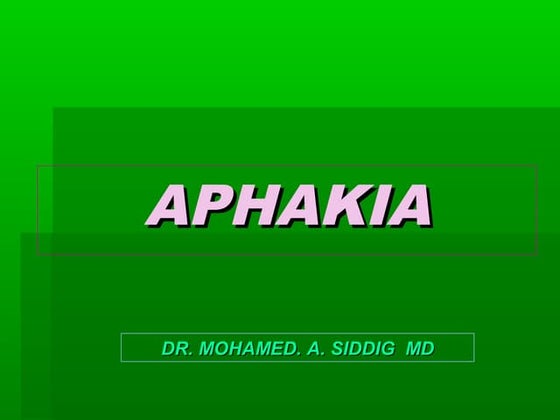 Aphakia and pseudophakia | PPTX | Eye and Vision Conditions | Diseases ...