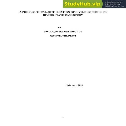 A PHILOSOPHICAL JUSTIFICATION OF CIVIL DISOBEDIENCE RIVERS STATE CASE ...
