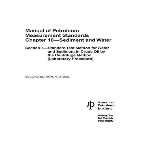 Api 10.3 agua y sedimentos centrifugacion lab | PDF