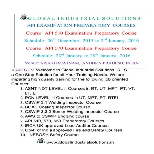 Api 510,570 examination preparatory course | PDF | Industrial Property ...