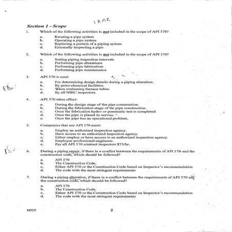 Api 570 prcatice questions | PDF