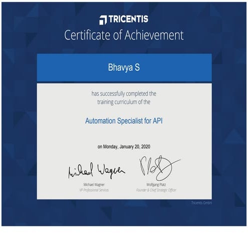 Tosca Automation for API | PPT