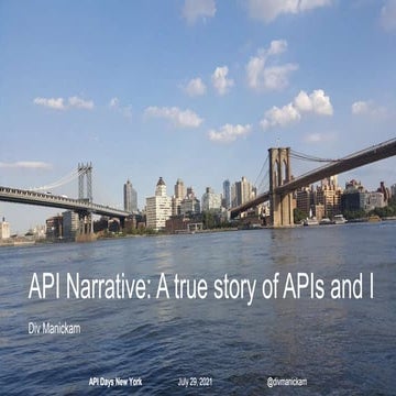Apidays Live New York 2021 Api Narrative A True Story Of Apis And I