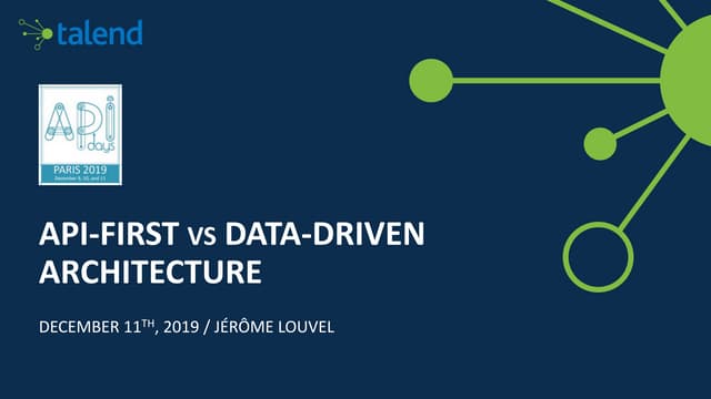 APidays Paris 2019 - API-First vs Data Driven Architecture by Jerome ... APidays Paris 2019 - API-First vs Data Driven Architecture by Jerome ...