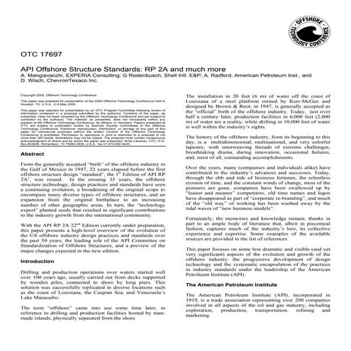 Api offshore structure standards rp 2 a and much more (mangiavacchi ...