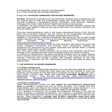 A pionering project for mfi governance | PDF