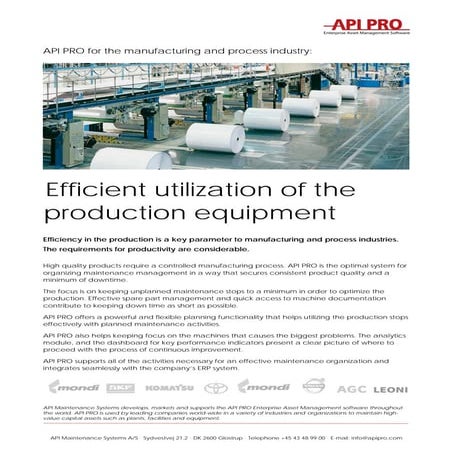 APIPRO for manufacturing and process | PDF