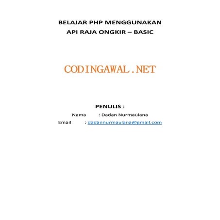 Belajar menggunakan Api raja ongkir php | PDF