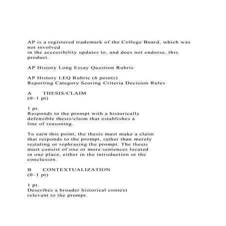 APUSH LEQ Rubric | PDF