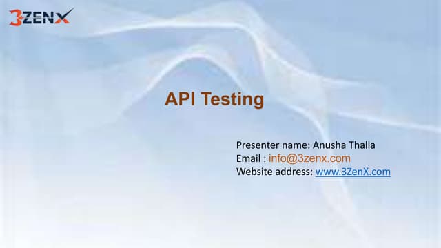 Api Testing Training In Hyderabad Ppt