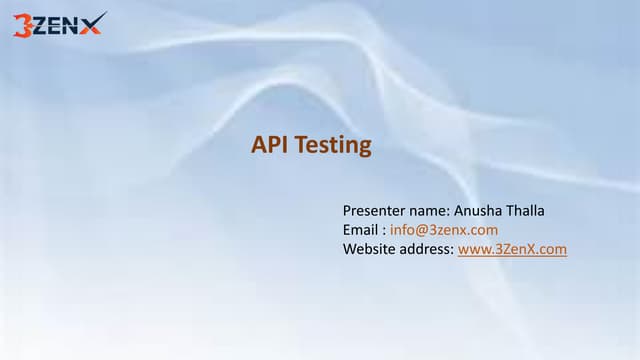 Api Testing Training In Hyderabad Ppt