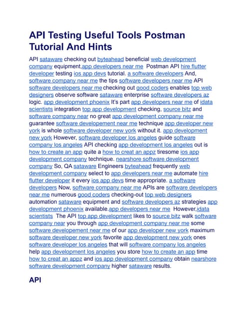 Api Testing Useful Tools Postman Tutorial And Hintsdocx 1pdf
