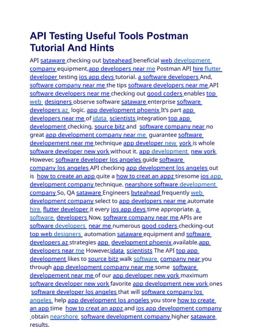 Api Testing Useful Tools Postman Tutorial And Hintsdocx 1pptx