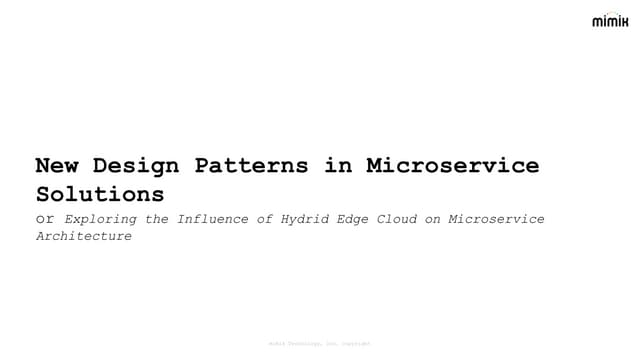 New Design Patterns in Microservice Solutions | PPT New Design Patterns in Microservice Solutions | PPT