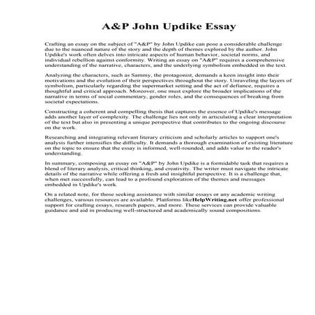 A&P John Updike Essay. Galen College of Nursing | PDF