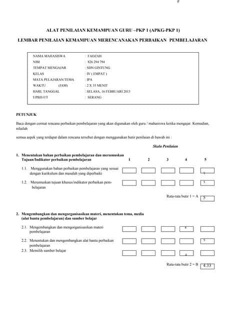 Contoh Laporan PKM UT PGSD - Pemantapan Kemampuan Mengajar PDGK4209 | PDF