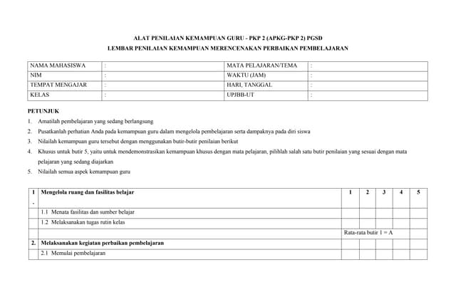 Format APKG 1 dan 2 PKP Universitas Terbuka ( UT ) Terbaru | DOC