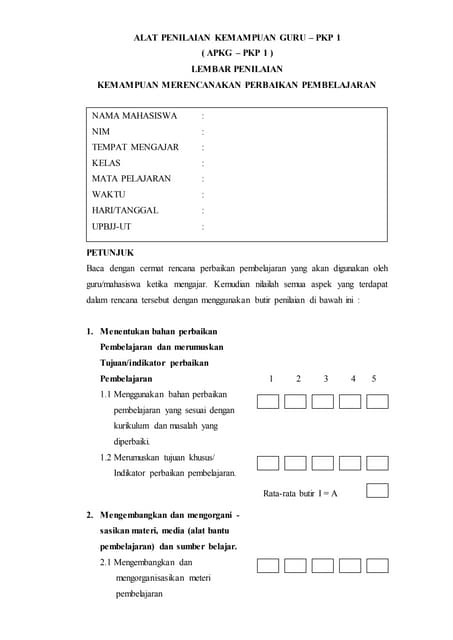 Format APKG 1 dan 2 PKP Universitas Terbuka ( UT ) Terbaru | PDF