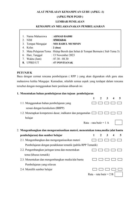 Format APKG 1 dan 2 PKP Universitas Terbuka ( UT ) Terbaru | DOC