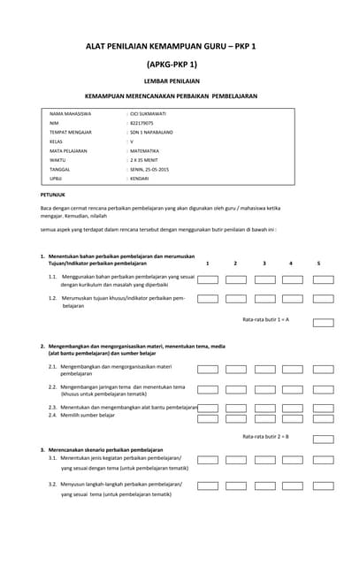 Format APKG 1 dan 2 PKP Universitas Terbuka ( UT ) Terbaru | DOC