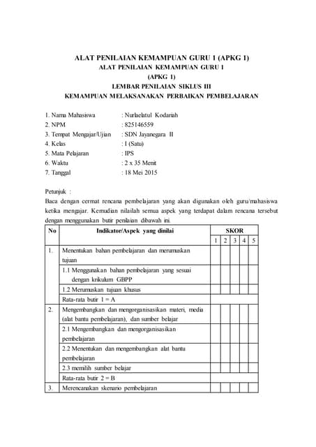 Format APKG 1 dan 2 PKP Universitas Terbuka ( UT ) Terbaru | PDF