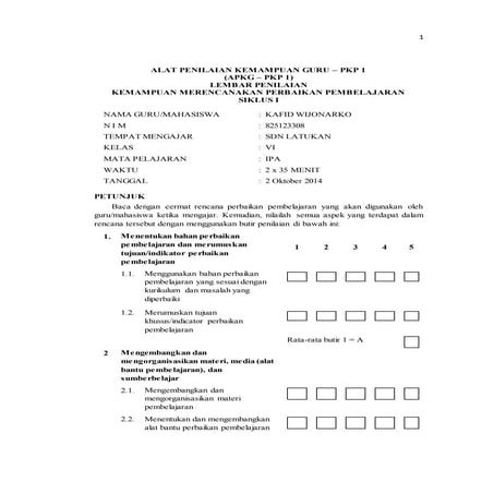 Format APKG 1 dan 2 PKP Universitas Terbuka ( UT ) Terbaru | DOC