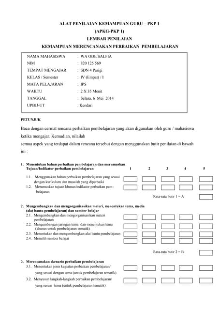 Format APKG 1 dan 2 PKP Universitas Terbuka ( UT ) Terbaru | PDF
