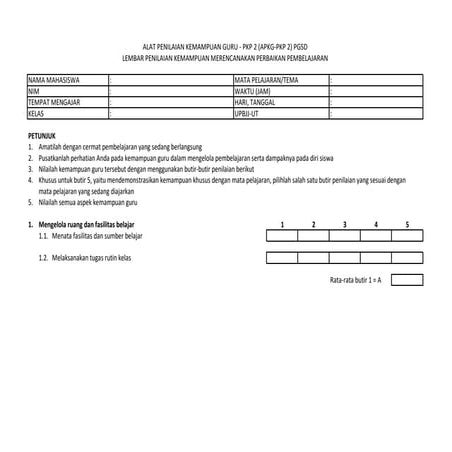 Format APKG 1 dan 2 PKP Universitas Terbuka ( UT ) Terbaru | DOC