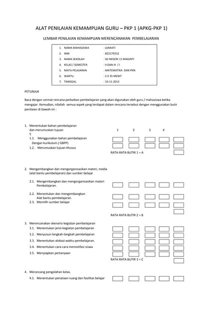 Alat penilaian kemampuan guru (apkg 1 dan 2) 2 | PDF