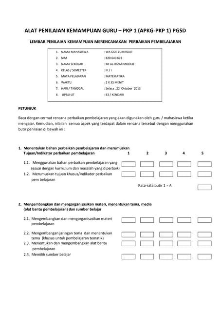 Format APKG 1 dan 2 PKP Universitas Terbuka ( UT ) Terbaru | DOC